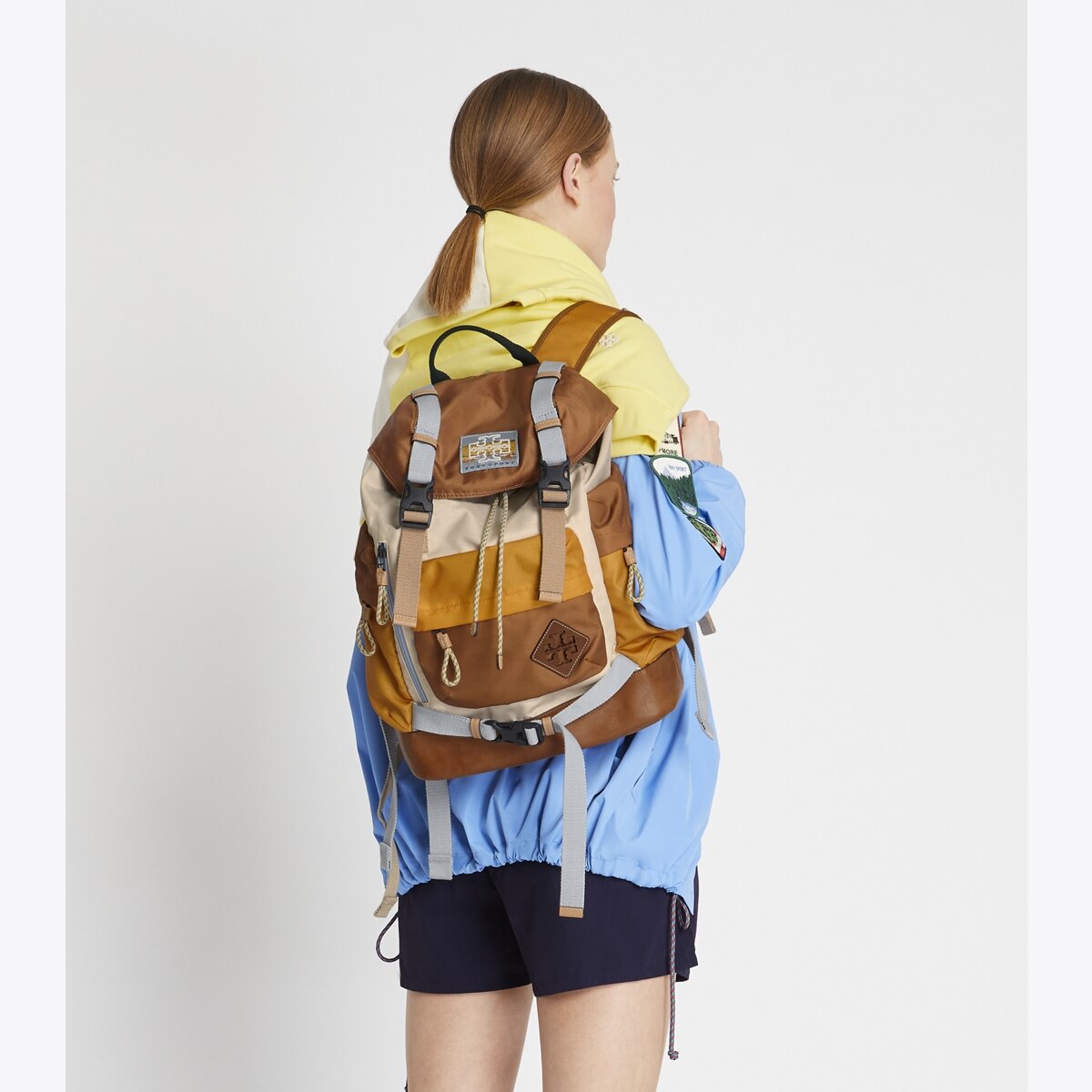 Nylon Ripstop Patch Backpack-Parchment / Multi Color - Tory Burch