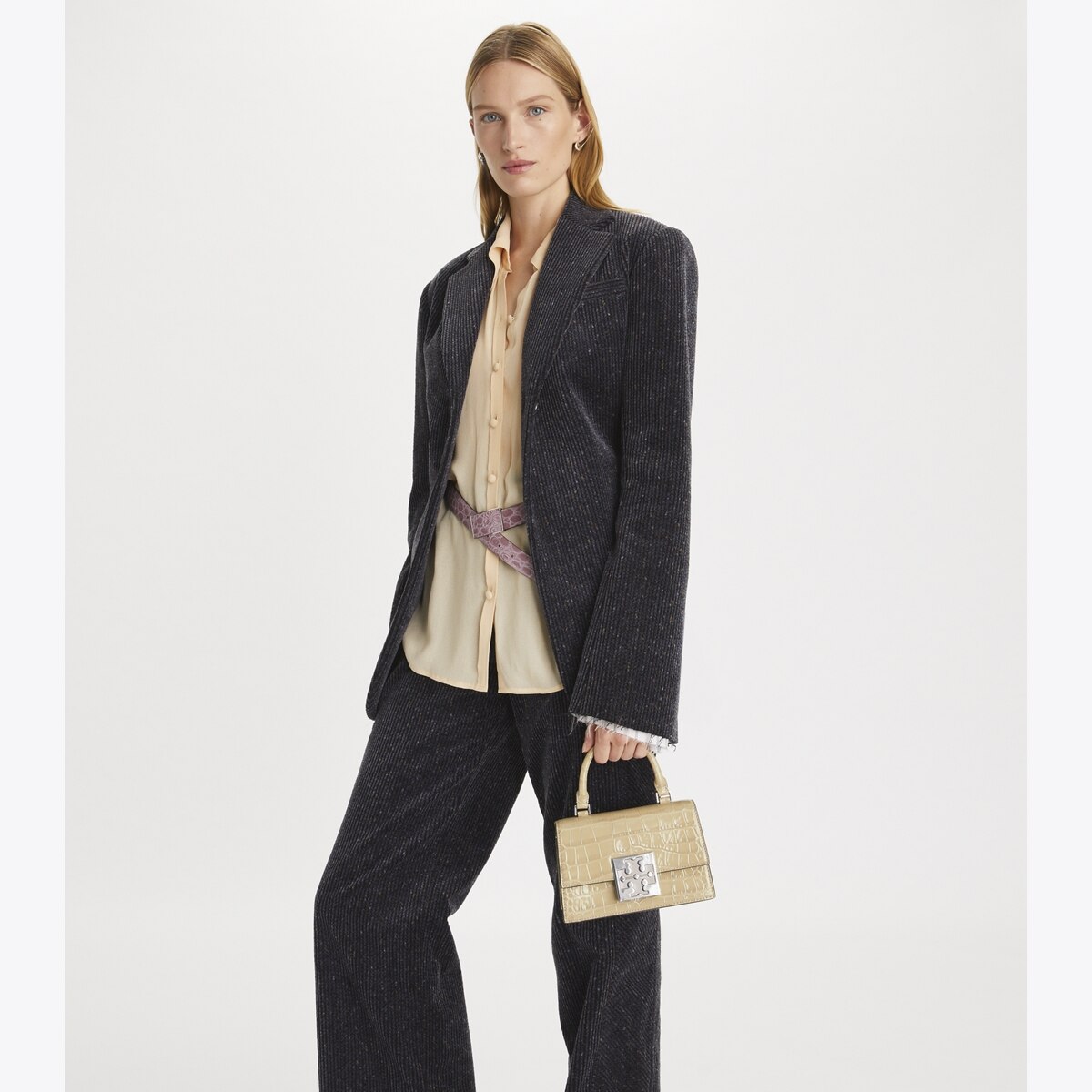 Bon Bon Croc-Embossed Mini Bag-Taupe - Tory Burch