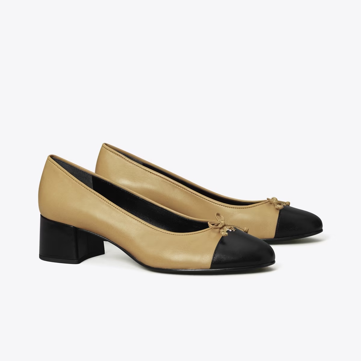 Cap-Toe Pump-GINGER SHORTBREAD / PERFECT BLACK - Tory Burch