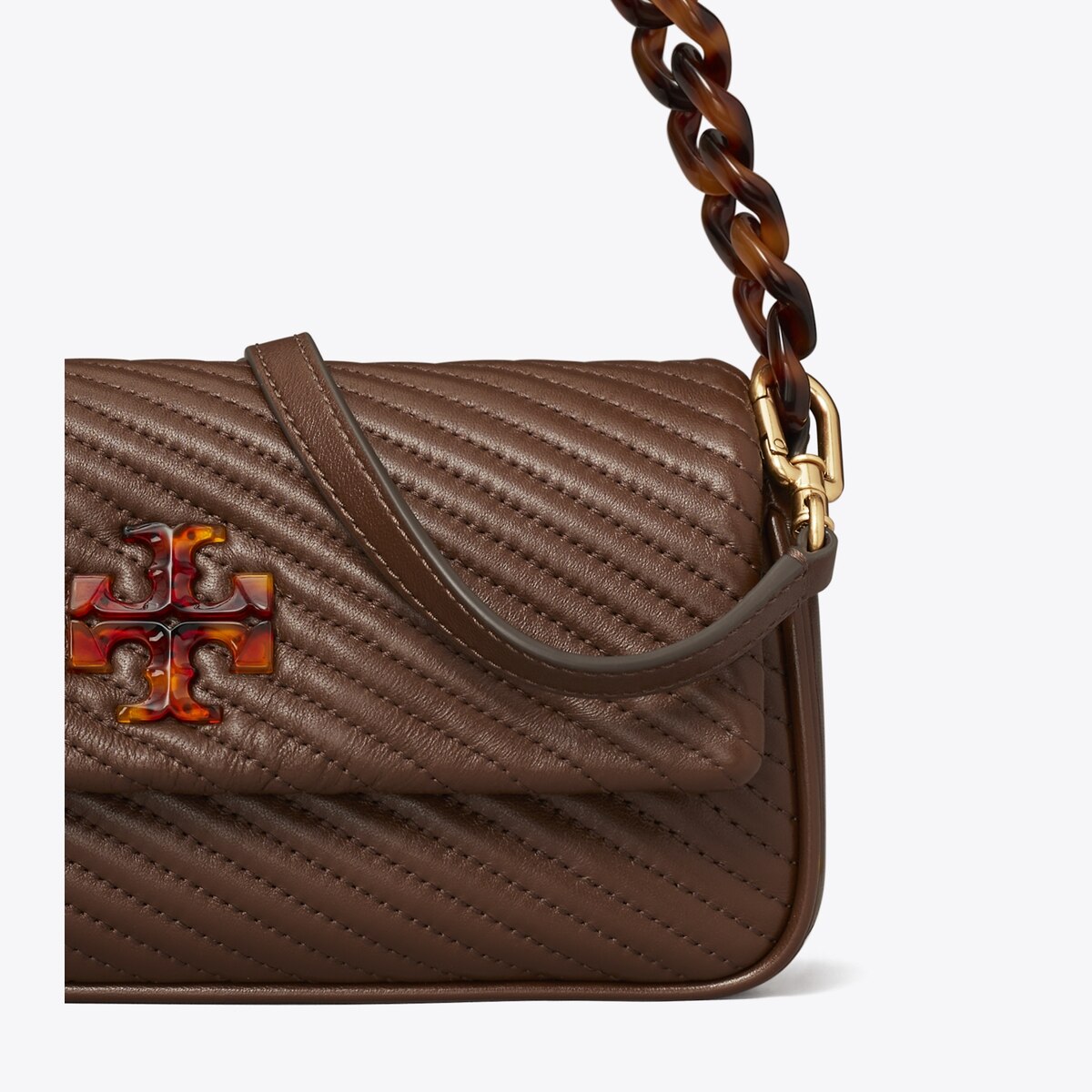 Small Kira Moto Quilt Flap Shoulder Bag-Tree Branch - Tory Burch